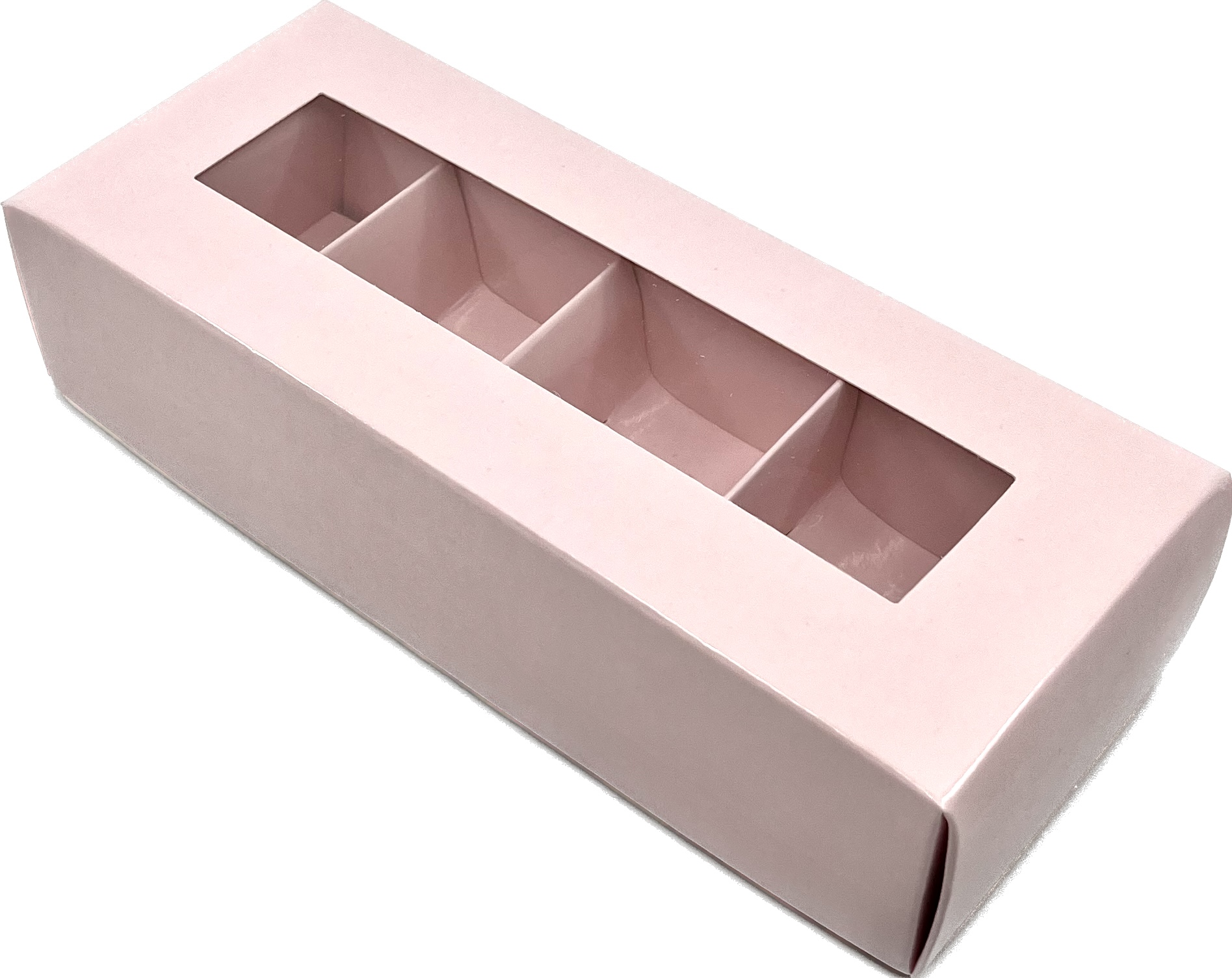 Elegantní krabička na 4 pralinky růžová 18x7x4,2 cm | Krabičky VeHa